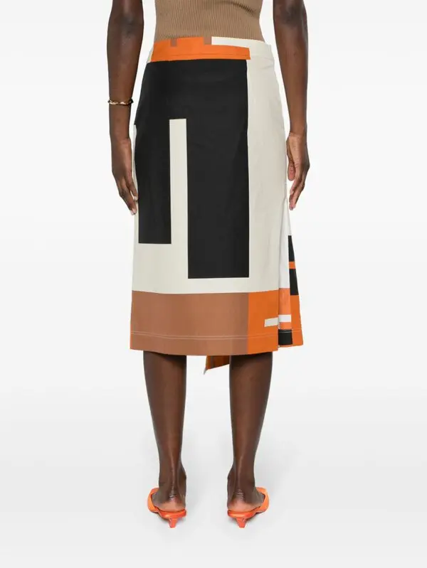 Fendi Ff Puzzle-print Midi Skirt - Neutrals