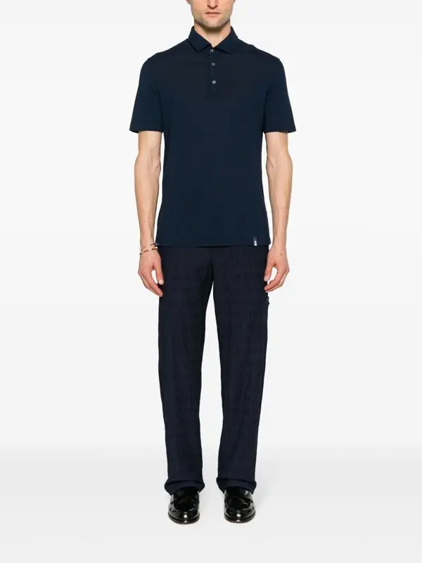 DRUMOHR Jersey Cotton Polo Shirt - Blue