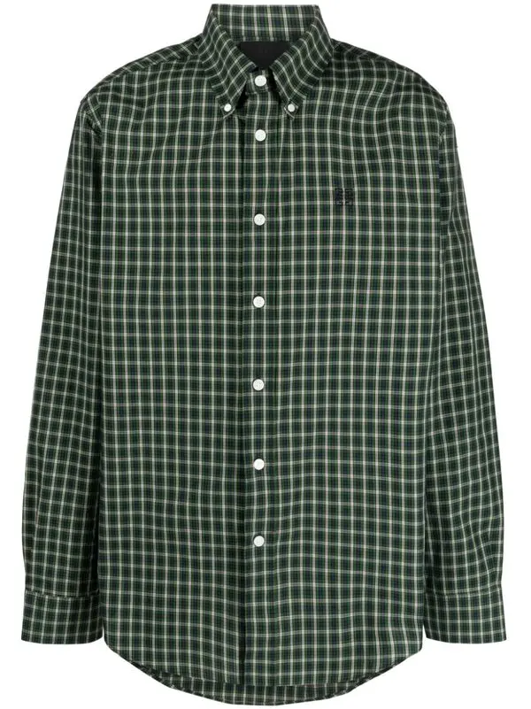 Givenchy 4g Motif-embroidered Checked Shirt