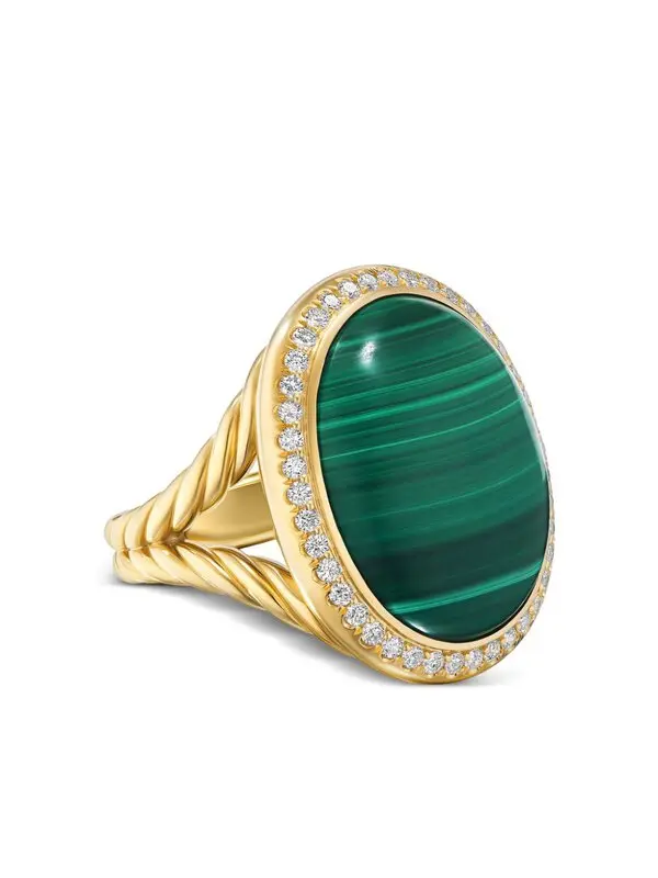 David Yurman 18kt Yellow Albion Malachite And Diamond Ring - Gold
