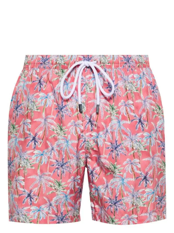 BARBA NAPOLI Palm Tree-print Swim Shorts - Pink
