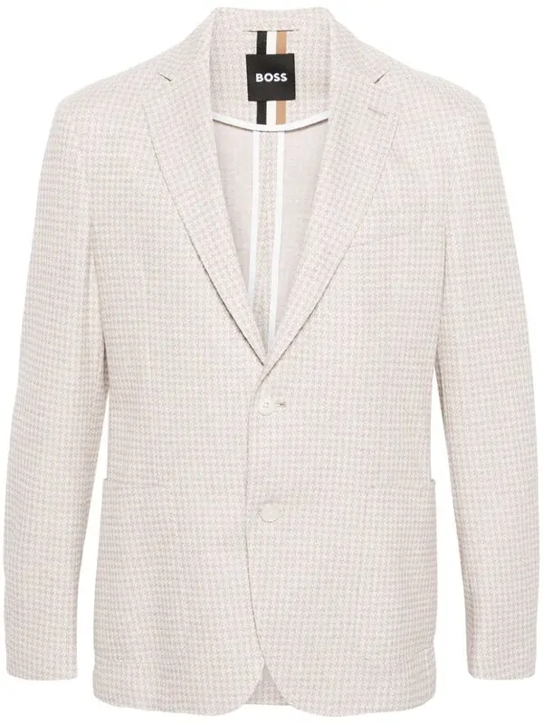 BOSS Houndstooth Single-breasted Blazer - Neutrals
