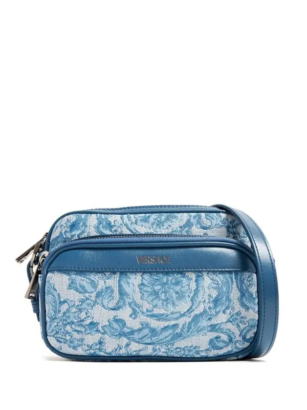 Versace Barocco-print Messenger Bag - Blue