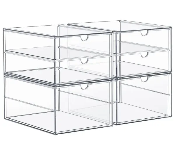SORBUS 6-drawer Clear Stackable Makeup Organize R - One-color