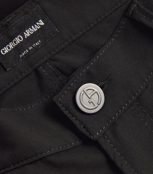 Giorgio Armani Stretch-cotton Chinos - Black
