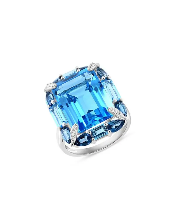 Bloomingdale'S Blue Topaz And Diamond Ring - Blue/white
