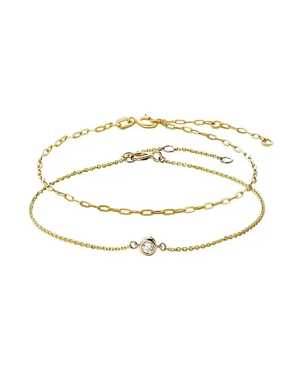 ANA LUISA 10k Chain Bracelet Set With Diamond - Solid Gold