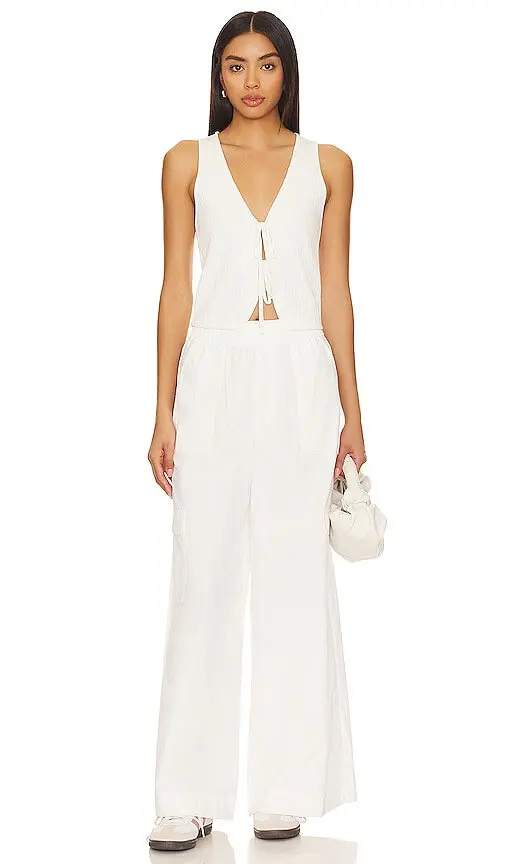 Show Me Your Mumu Time Out Tie Top - White Rib Knit