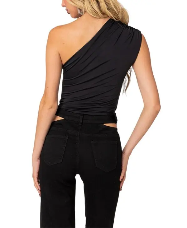 EDIKTED Tabby Gathered One Shoulder Bodysuit