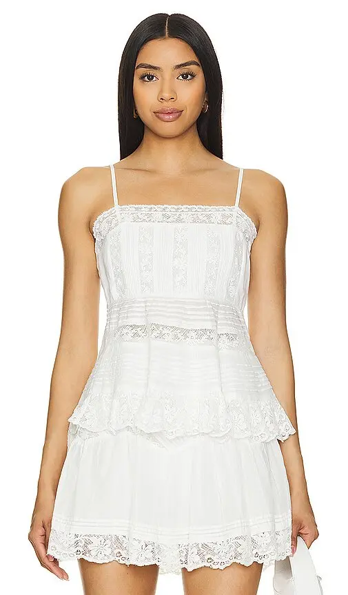LoveShackFancy Charlieann Voile Lace Top - Bright White