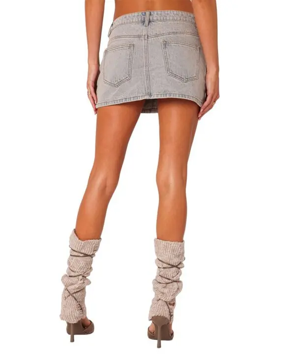 EDIKTED Washed Denim Mini Skirt