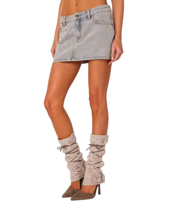 EDIKTED Washed Denim Mini Skirt
