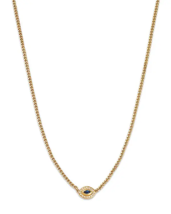 Zoe Chicco 14k Yellow Gold Sapphire Halo Necklace - Blue/gold