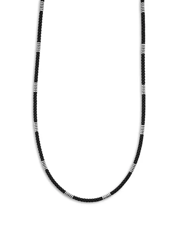 Lagos Sterling Silver Anthem Black Ceramic Station Necklace - Black/silver