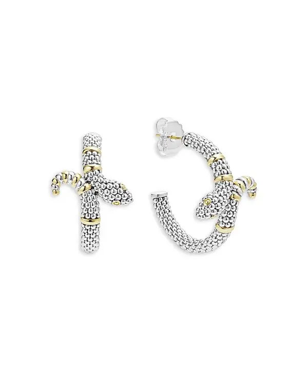 Lagos Rare Wonders Caviar Bead Snake Hoop Earrings - Silver/gold