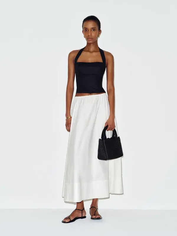 REFORMATION Halter Neck Linen Top - Black