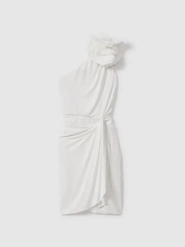Halston One-shoulder Mini Dress With Ruffle