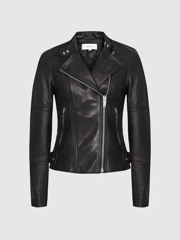 REISS Tallis Leather Biker Jacket