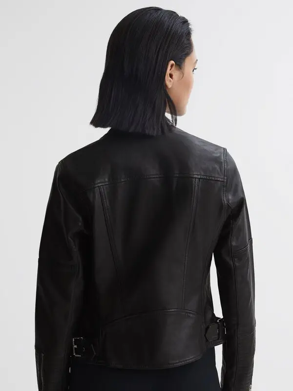 REISS Tallis Leather Biker Jacket