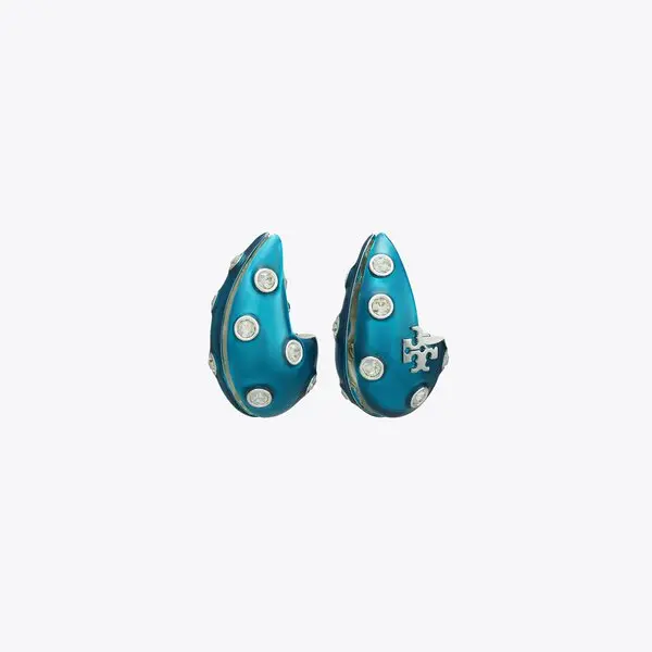 Tory Burch Wave Earring - Blue/crystal