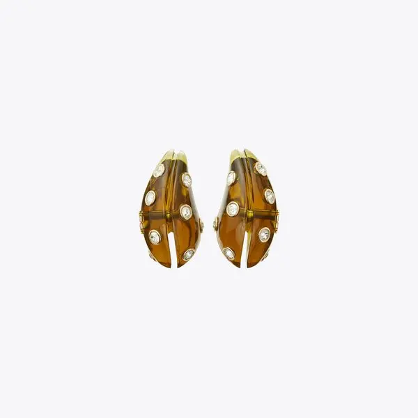 Tory Burch Wave Earring - Brown/crystal