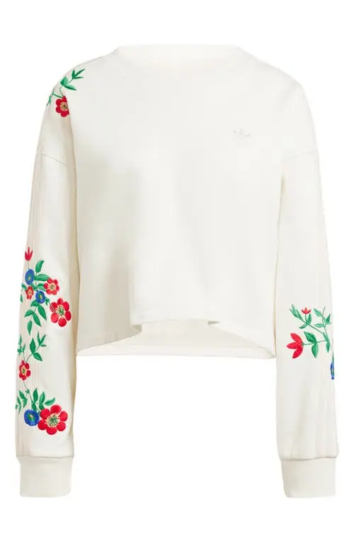 Adidas Floral Embroidered Sweatshirt - Cloud White