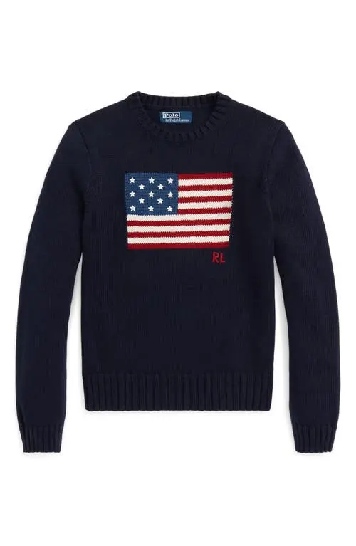Polo Ralph Lauren Flag Crewneck Sweater - Navy