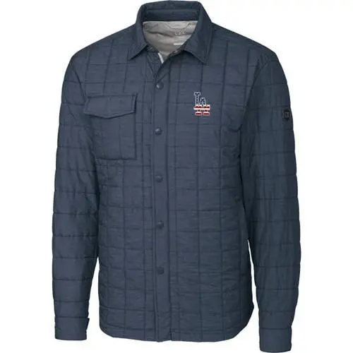 Cutter & Buck Los Angeles Dodgers Americana Rainier Quilted Shirt Jacket - Gray