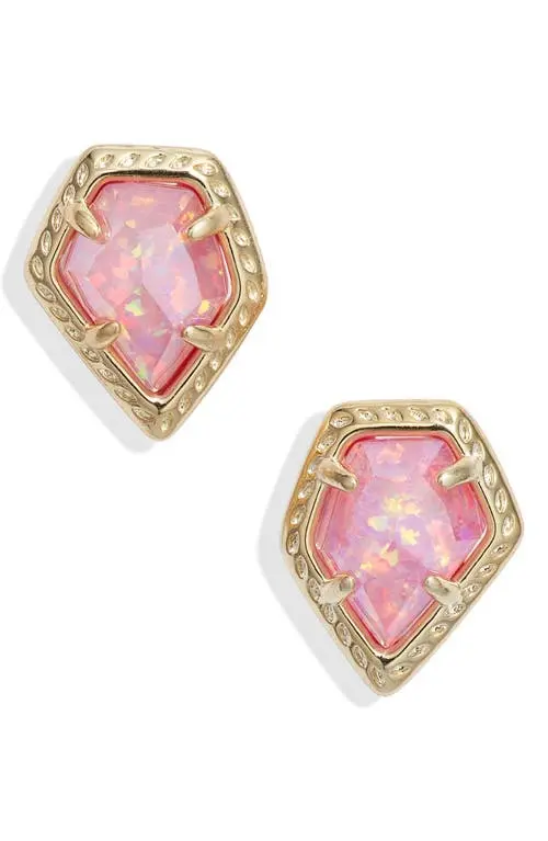 Kendra Scott Tessa Framed Stud Earrings - Gold/rose Pink Kyocera Opal