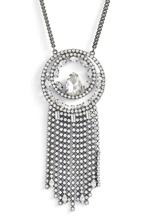 CRISTABELLE Circle Fringe Pendant Necklace With Crystals