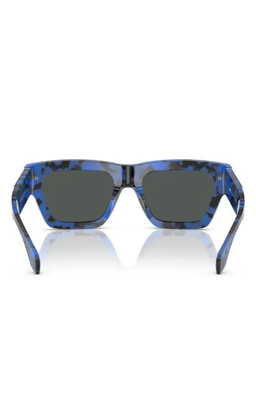 Versace 55mm Plaque Rectangular Sunglasses - Havana Blue