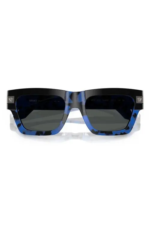 Versace 55mm Plaque Rectangular Sunglasses - Havana Blue