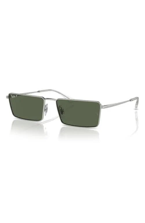 Ray-ban 59mm Polarized Rectangle Sunglasses - Silver
