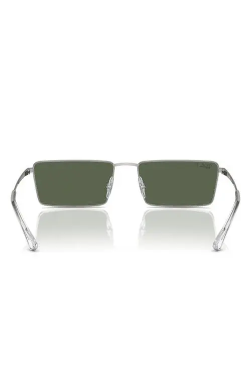 Ray-ban 59mm Polarized Rectangle Sunglasses - Silver