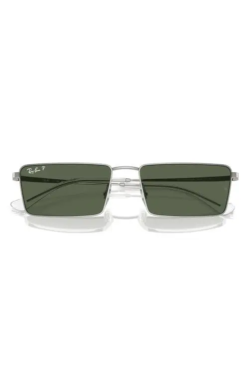 Ray-ban 59mm Polarized Rectangle Sunglasses - Silver