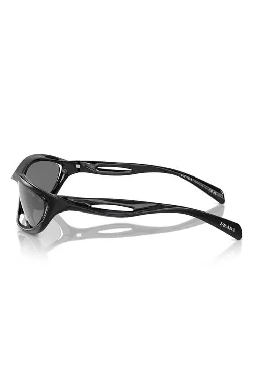 Prada 63mm Oversized Cat Eye Sunglasses - Black | Editorialist display picture 3