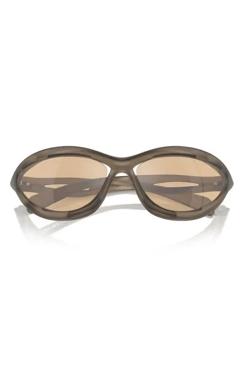 Prada 63mm Oversized Cat Eye Sunglasses - Loden Frosted/orange Mirror