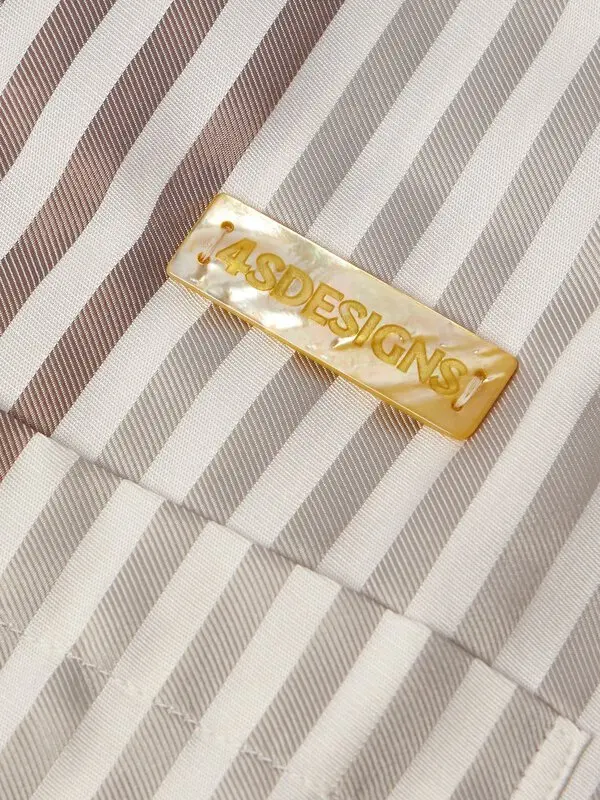 4SDESIGNS Convertible-collar Logo-appliquéd Striped Silk-faille Shirt