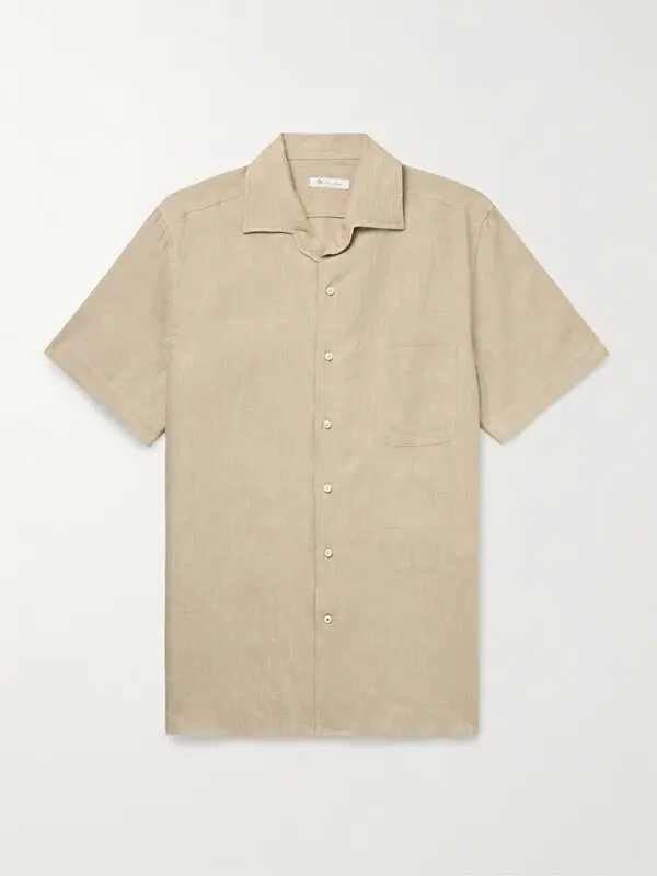 Loro Piana André Camp-collar Linen Shirt - Neutrals