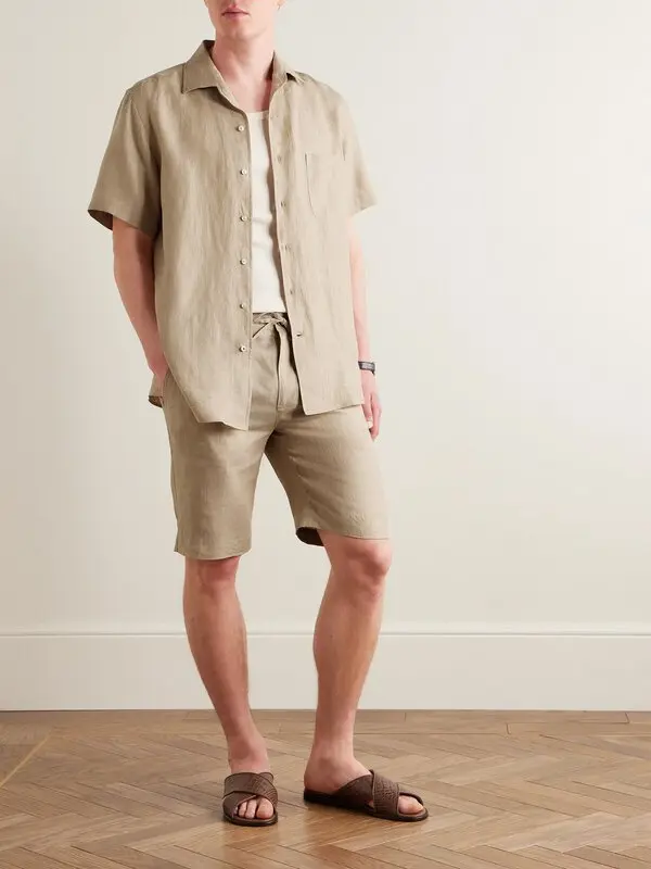 Loro Piana André Camp-collar Linen Shirt - Neutrals