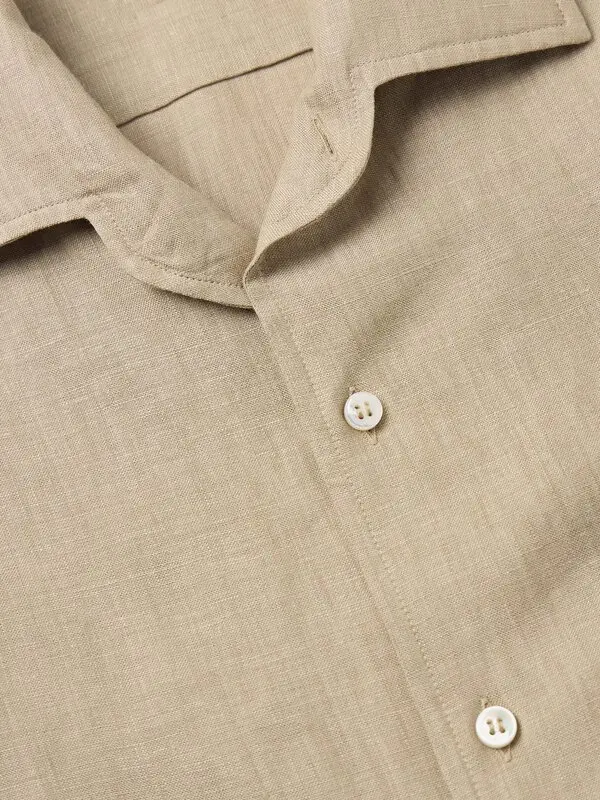 Loro Piana André Camp-collar Linen Shirt - Neutrals