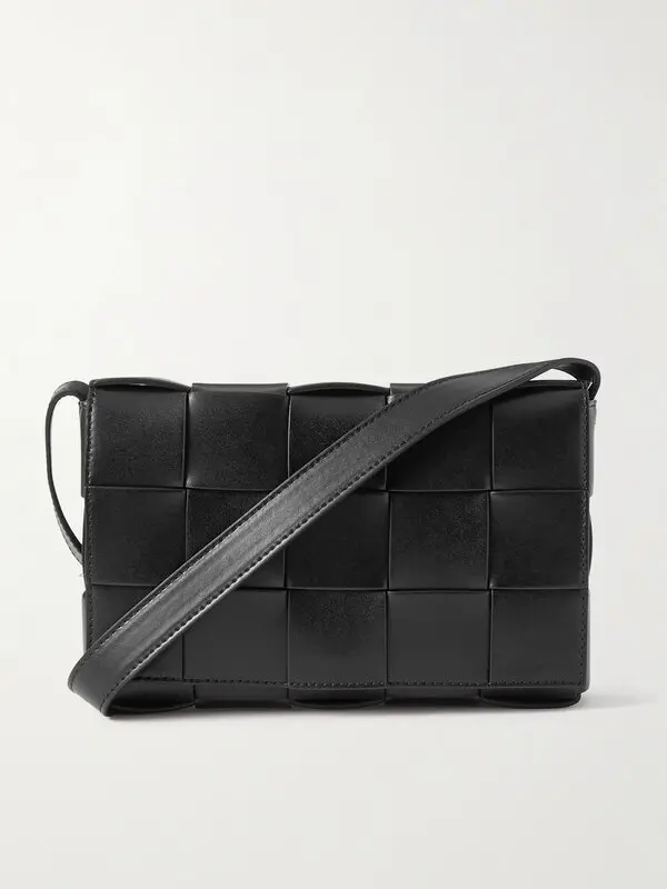 Bottega Veneta Cassette Intrecciato Messenger Bag - Black