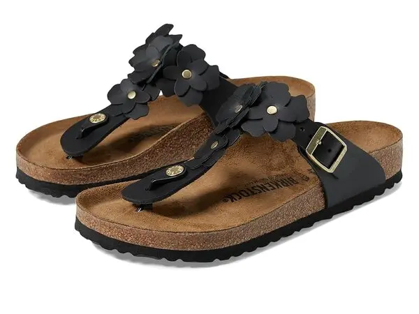 BIRKENSTOCK Gizeh Floral Sandals With Adjustable Buckle - Black