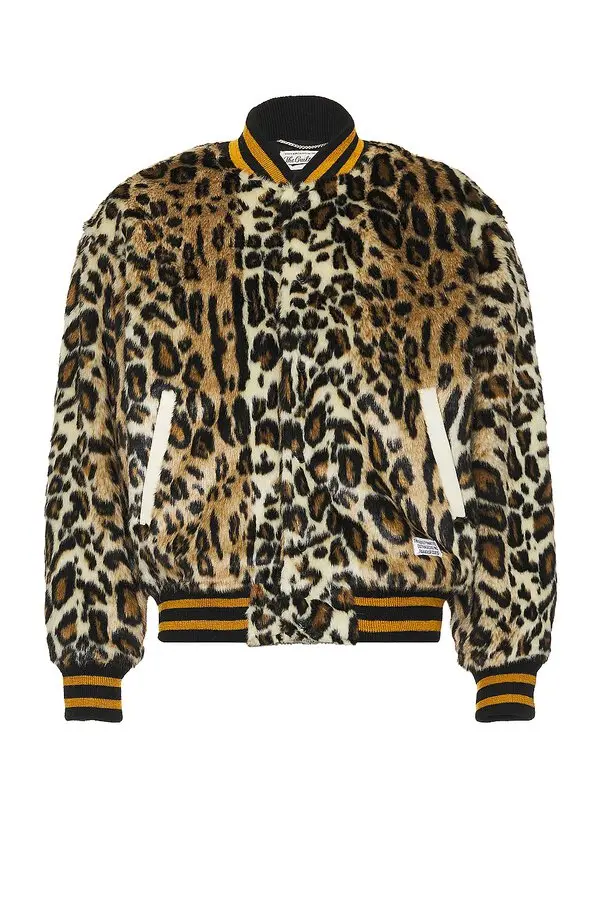 WACKO MARIA　LEOPARD FUR VARSITY JACKET Wacko Maria Fur Leopard Varsity Jacket In Beige - 71% Off