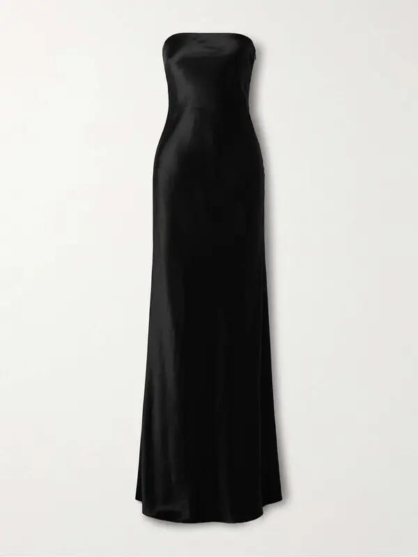 SALON 1884 Net Sustain Linea Strapless Silk-satin Gown