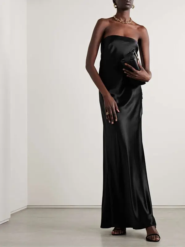 SALON 1884 Net Sustain Linea Strapless Silk-satin Gown