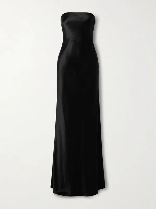 SALON 1884 Net Sustain Linea Strapless Silk-satin Gown