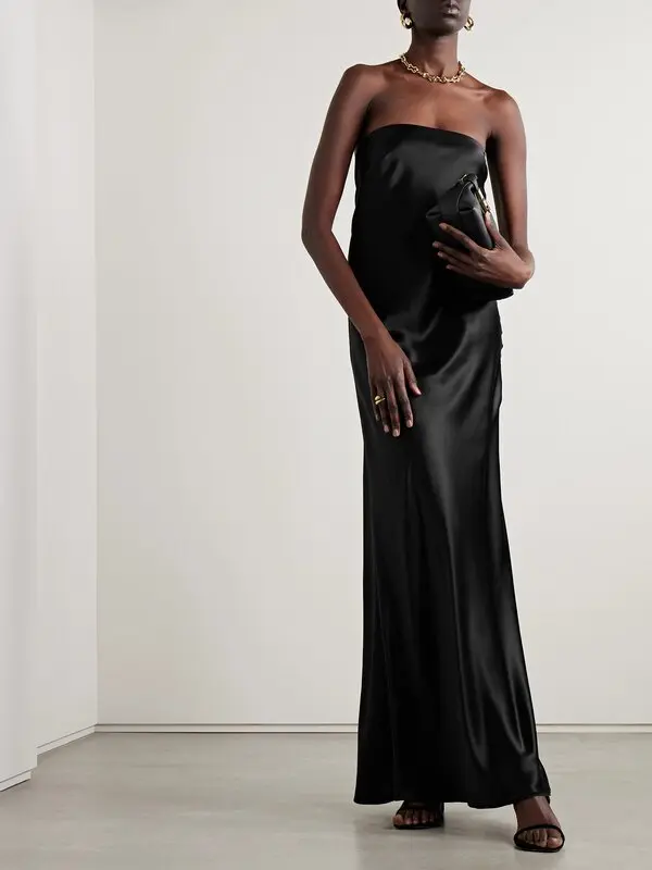 SALON 1884 Net Sustain Linea Strapless Silk-satin Gown