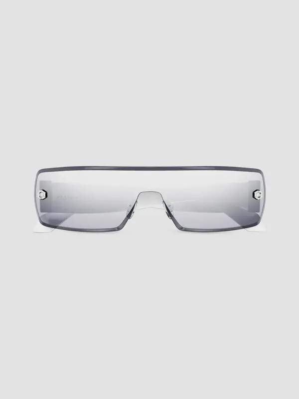 Alaïa Lettering Logo 99mm Shield Sunglasses - Silver Grey