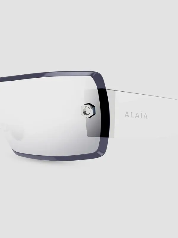 Alaïa Lettering Logo 99mm Shield Sunglasses - Silver Grey